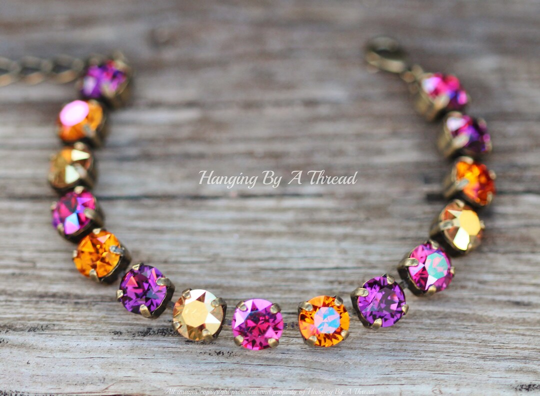 Swarovski Astral Pink Summer Blush Tennis Bracelet,purple Pink Orange ...