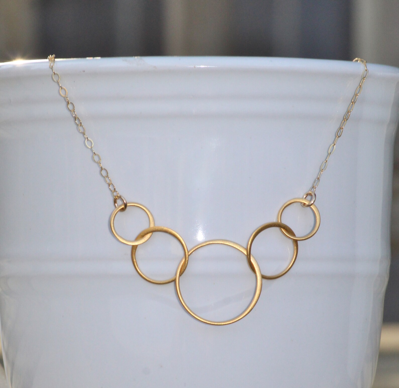 5 Interlocking Rings Necklace,14k Gold Vermeil 50th Birthday Necklace ...