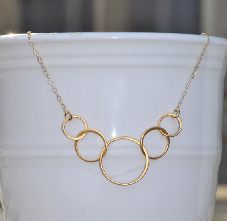 5 Interlocking Rings Necklace14k Gold Vermeil 50th Birthday - Etsy