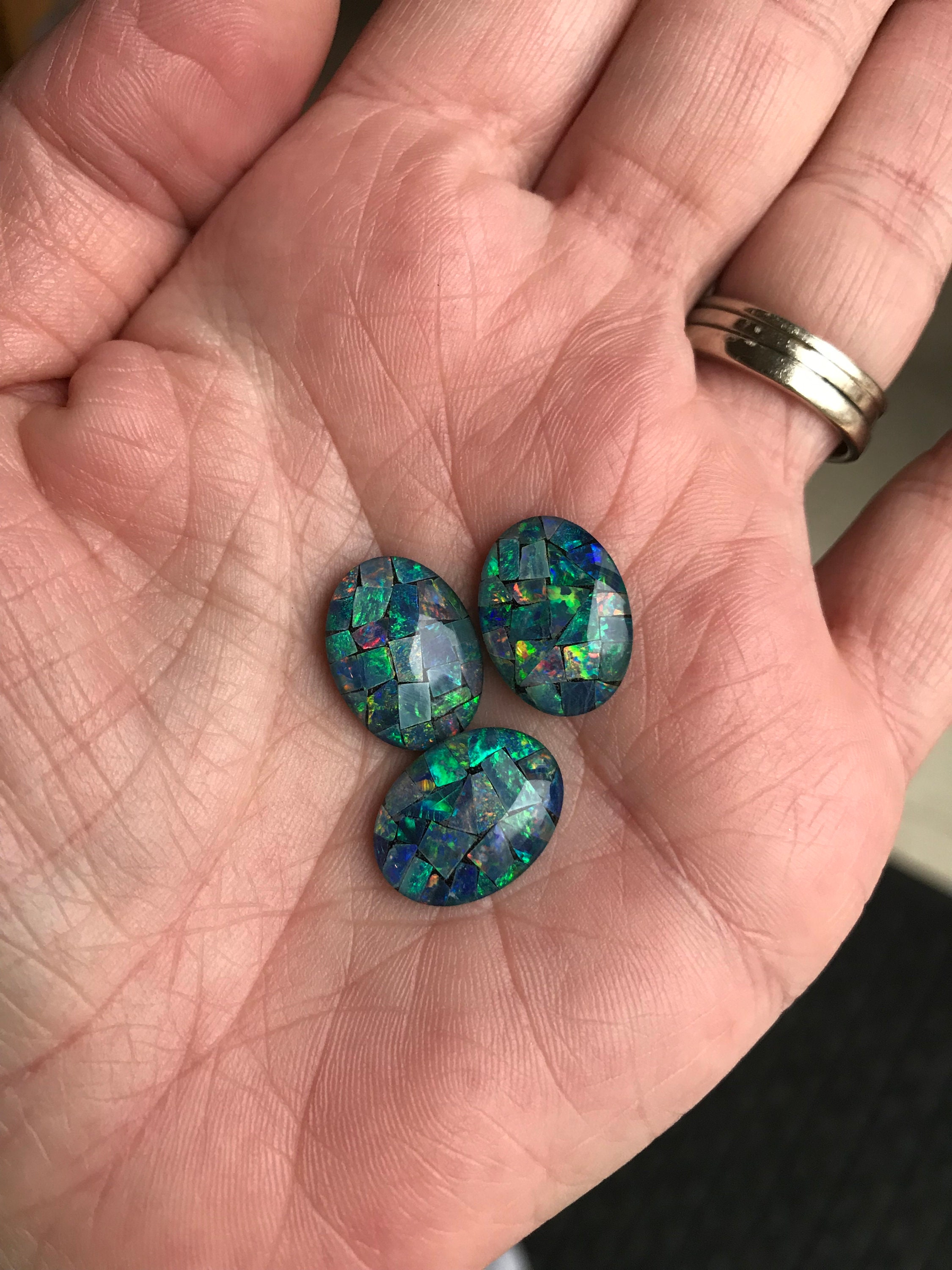 GENUINE Australian Opal RingMosaic Opal RingSterling | Etsy