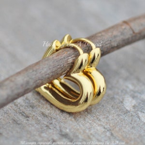 STRONGER Gold Heart Hoop Earrings,small Gold One Touch Hoops,heart ...