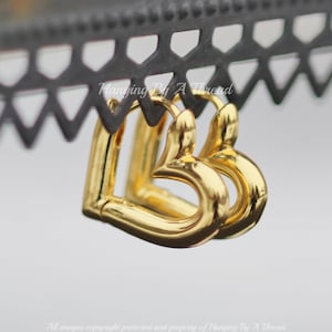 STRONGER Gold Heart Hoop Earrings,small Gold One Touch Hoops,heart ...