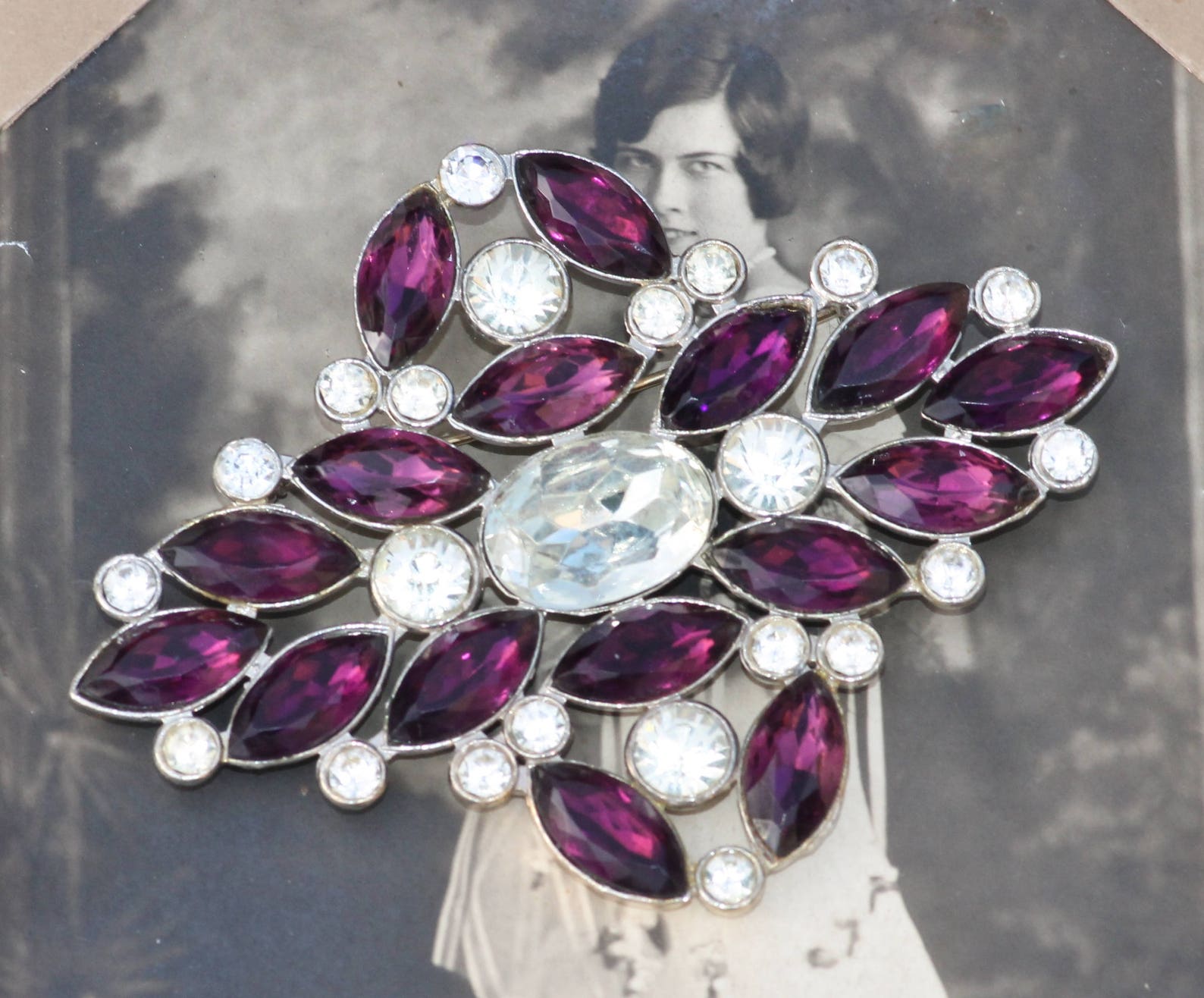WOW Authentic Art Deco Paste Rhinestone Broochhuge Amethyst - Etsy