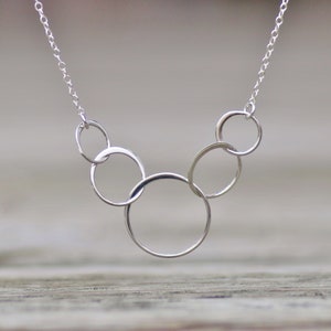 5 Interlocking Rings Necklace,sterling Silver 50th Birthday Necklace ...