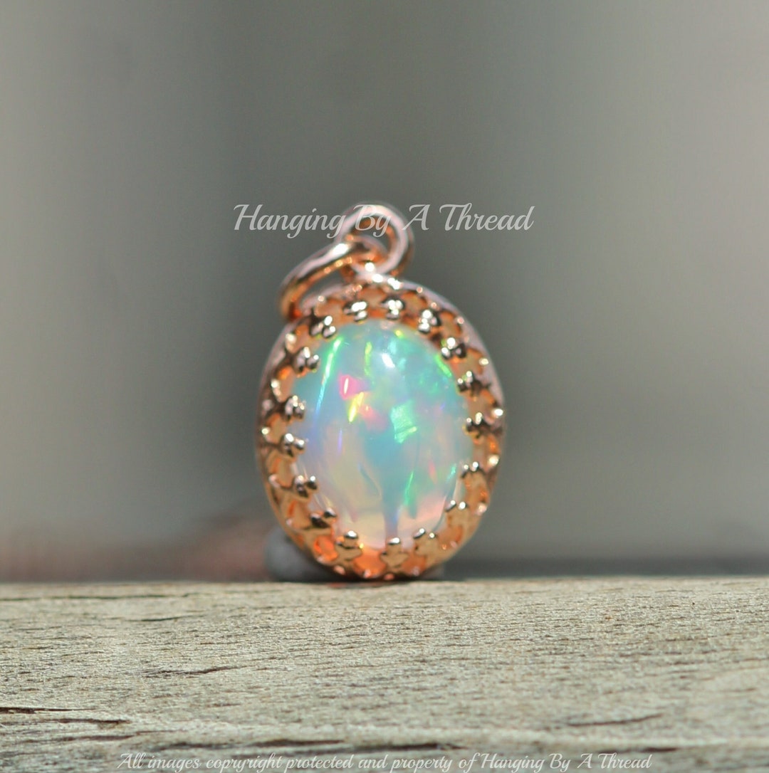 GENUINE Welo Opal Gemstone Neckalce,small Ethiopian Opal Rose Gold ...