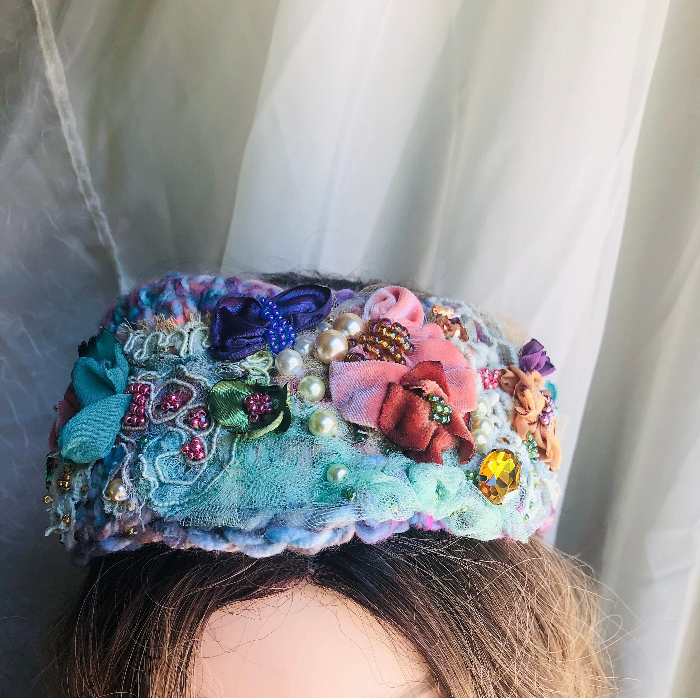 Textile Boho Victorian Embroidered Vintage Crochet Head Ban - Etsy