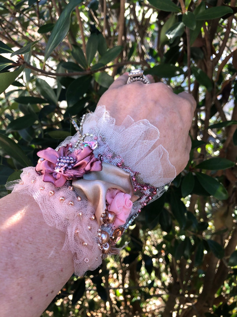 Romantic Embroidered Wearable Art Cuff Bracelet - Etsy