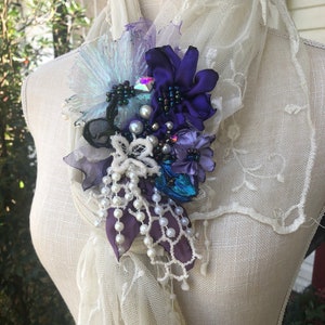 Purple Brooch Embroidery Flower Brooch - Etsy