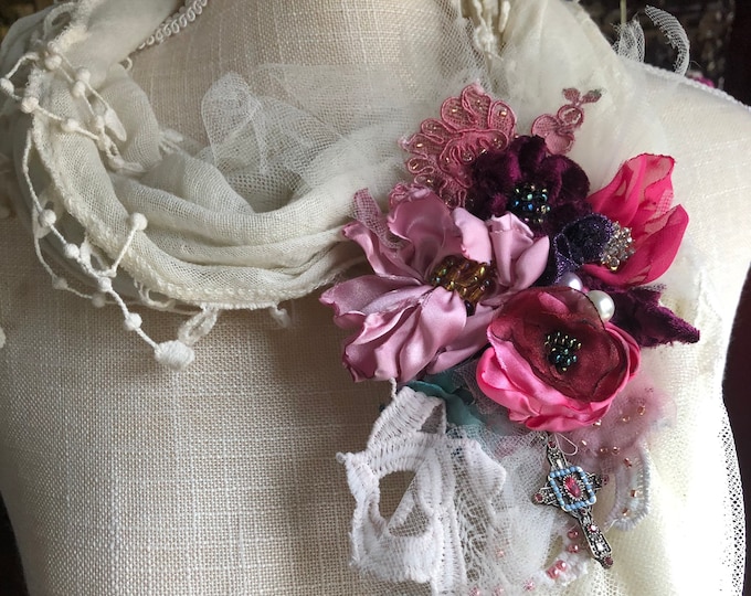 Pink Flowers Pendant Brooch - Etsy