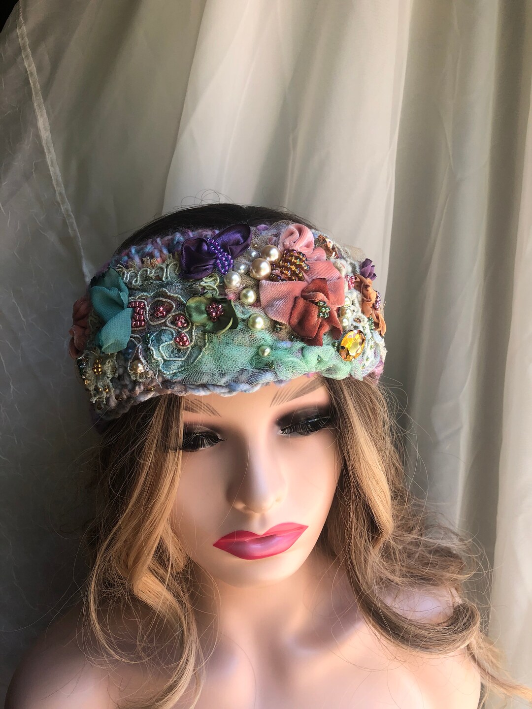 Textile Boho Victorian Embroidered Vintage Crochet Head Ban - Etsy