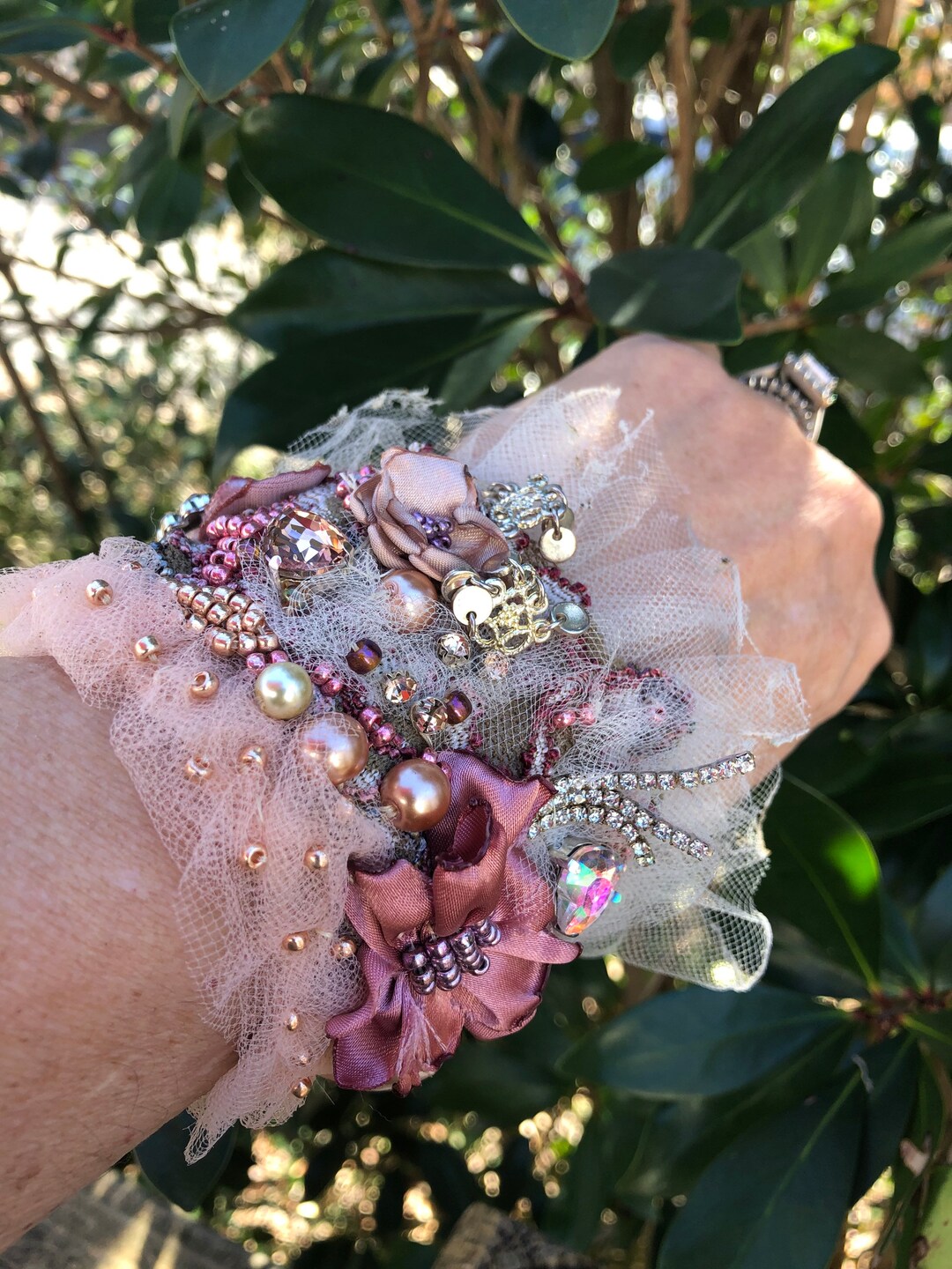 Romantic Embroidered Wearable Art Cuff Bracelet - Etsy