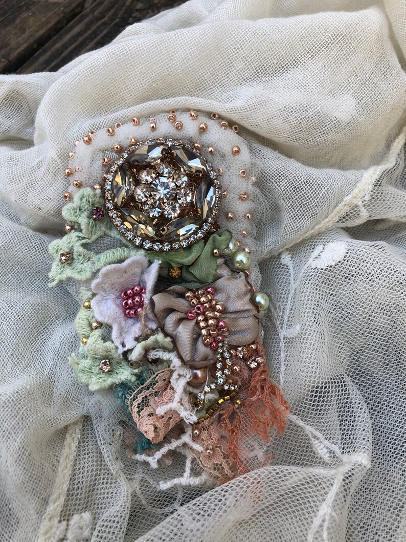 Victorian Brooch Crystals Crystals and Flowers - Etsy