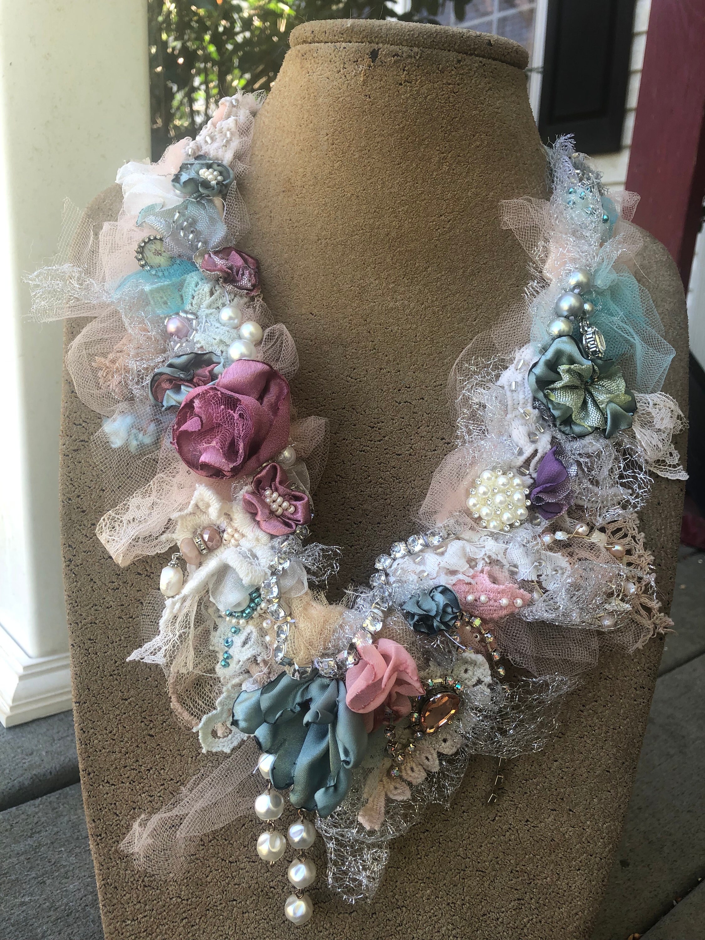 Spring Romantic Embroidered Vintage Necklace - Etsy