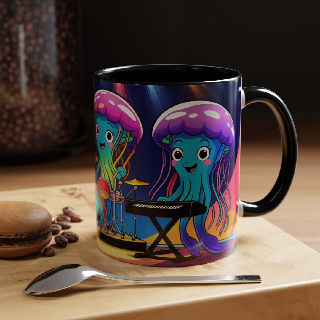 Jellyfish Band Coffee Mug: Colorful Music Lover Drinkware - Etsy