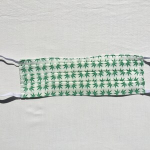 Green Cannabis Leaf Pattern Face Mask With Elastic Ear Bands - Etsy
