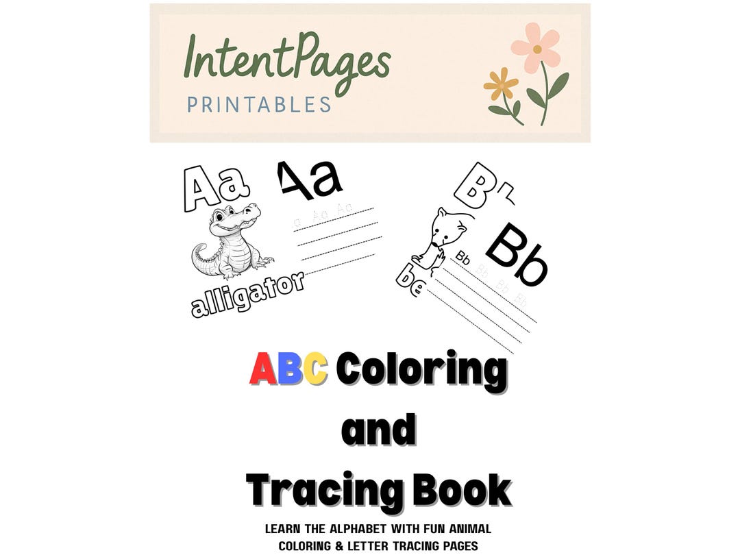 ABC Coloring & Tracing Book: Alphabet Animal Worksheets (digital PDF ...