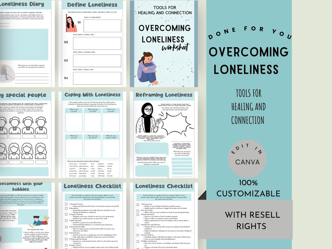Overcoming Loneliness Worksheet: Guided Exercises, Therapy Tool (canva ...