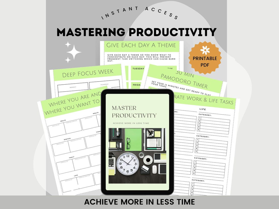 Master Productivity Worksheet | 8-page Printable PDF | for Personal ...