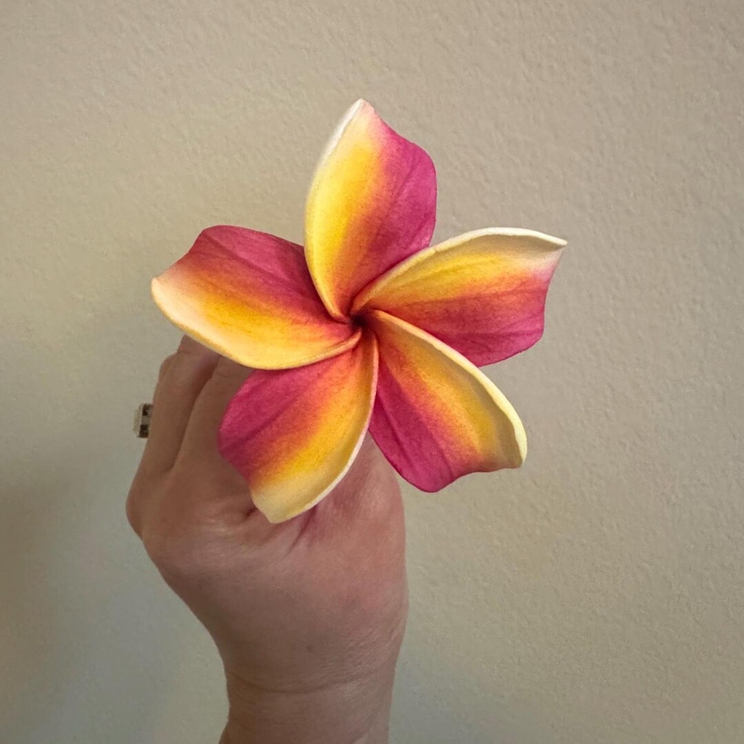 Hawaiian Sandbox Clay Hair Flowers | Handmade Plumeria Hair Pick With ...