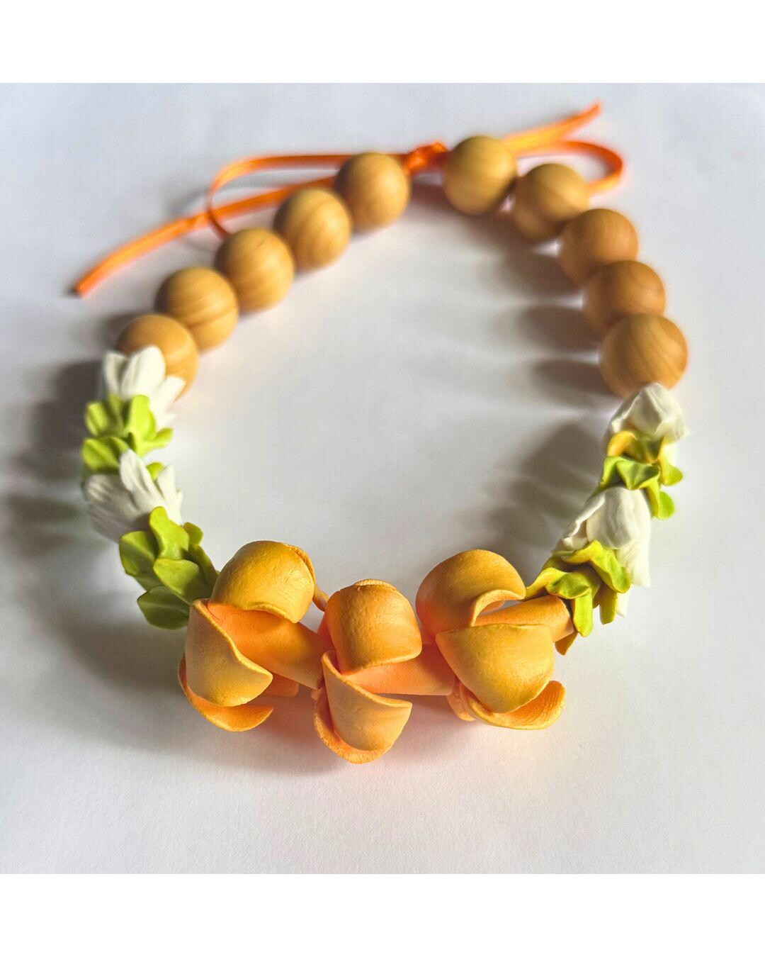 Handcrafted Clay Flower Lei for Car & Home Decor – Extra Short Length ...