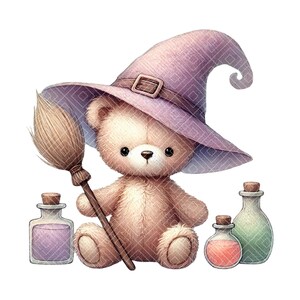 Halloween Teddy Bear Clipart: Watercolor PNG Images (digital Download ...