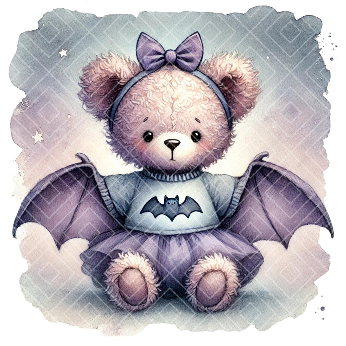 Halloween Teddy Bear Clipart: Watercolor PNG Images (digital Download ...