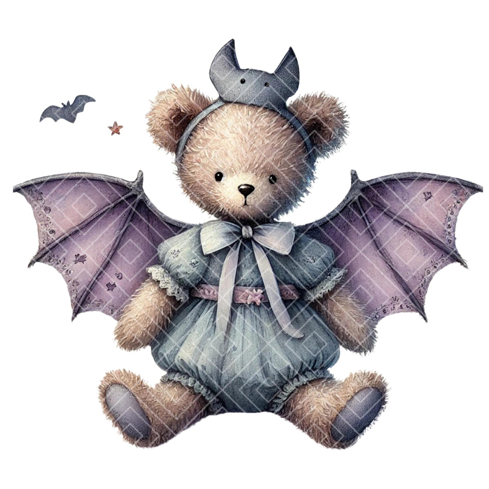 Halloween Teddy Bear Clipart: Watercolor PNG Images (digital Download ...