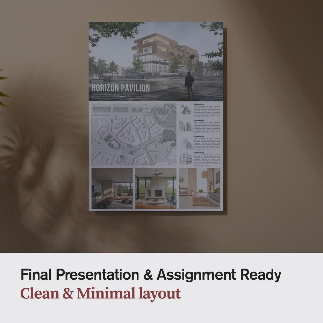 Minimalistic Architecture Presentation Board Template | Canva Editable ...
