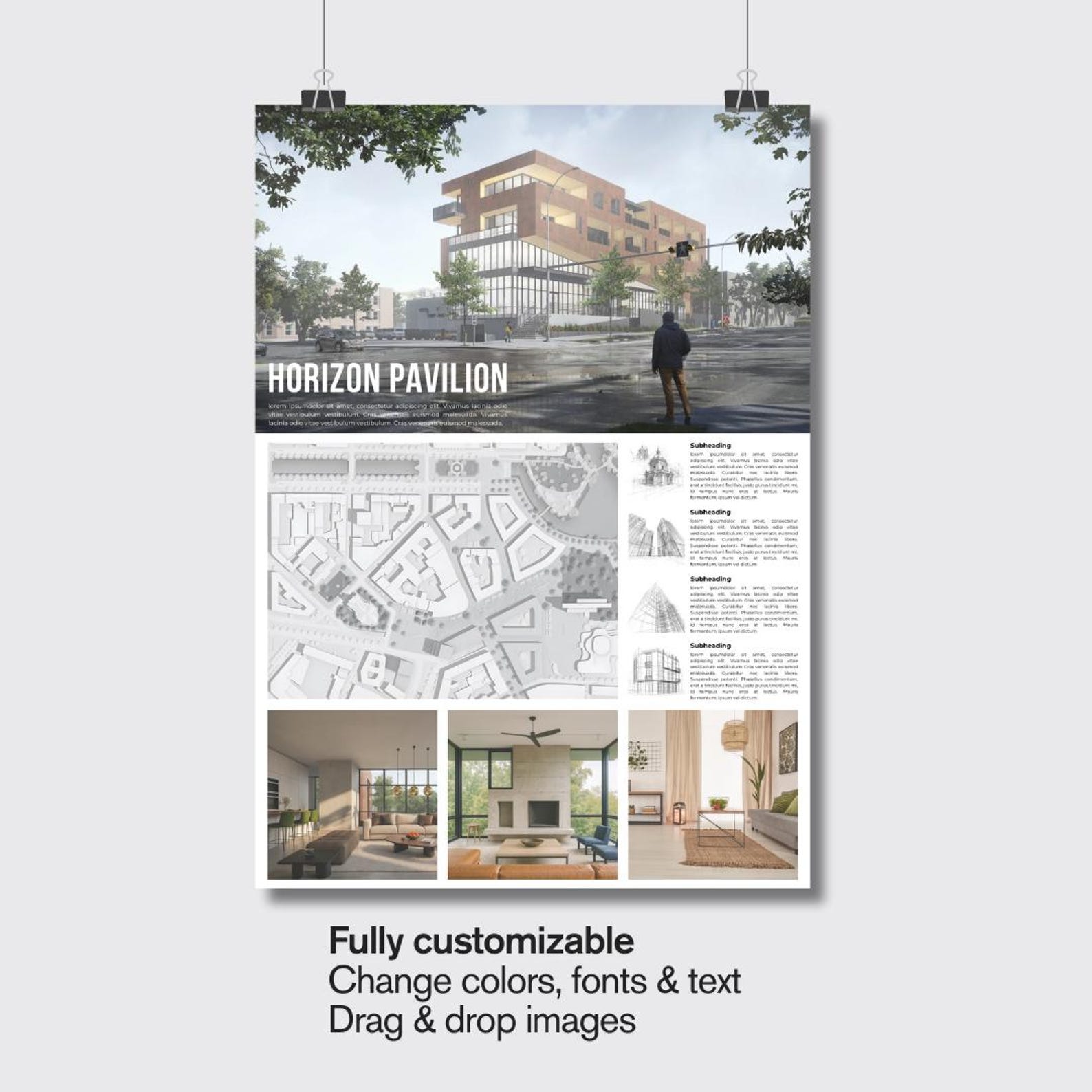Minimalistic Architecture Presentation Board Template | Canva Editable ...