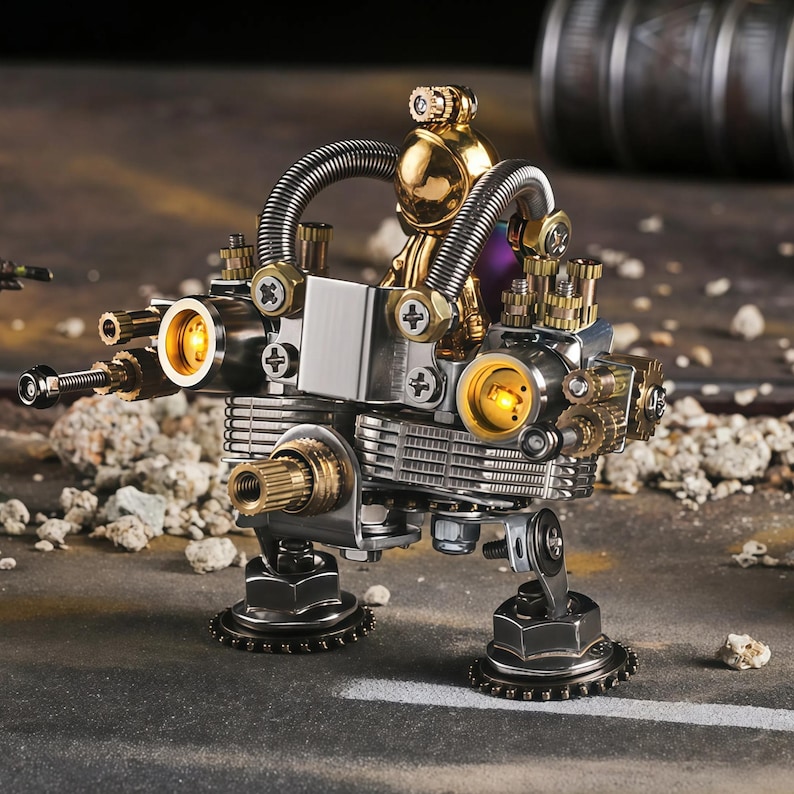 Mini Steampunk Metal Robot Model Kit – DIY Desk Decor Blind Box - Etsy