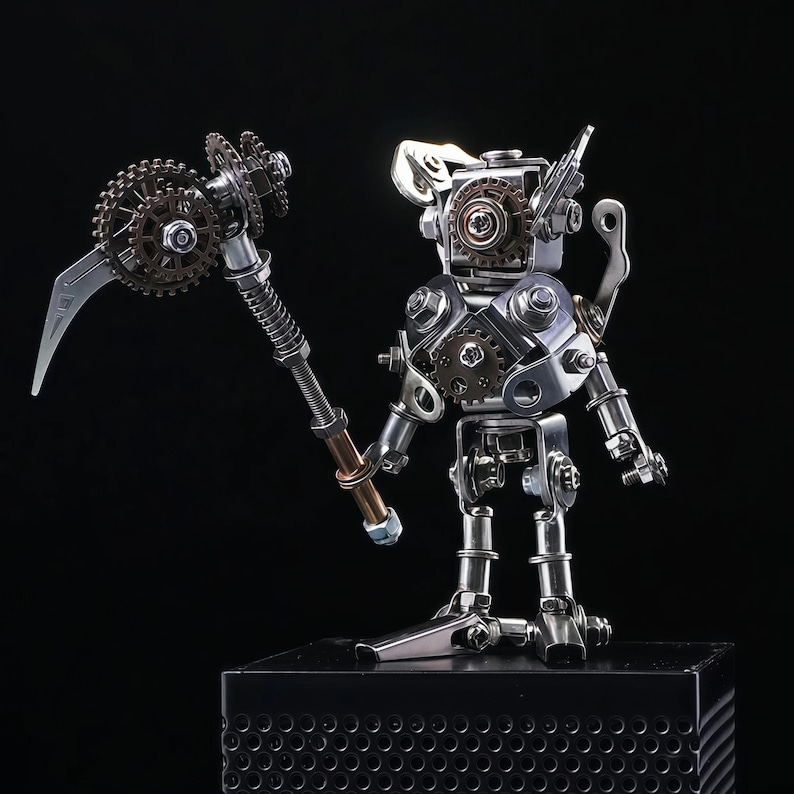Handmade Steampunk Mech Robot Sculpture - Industrial Metal Collectible ...