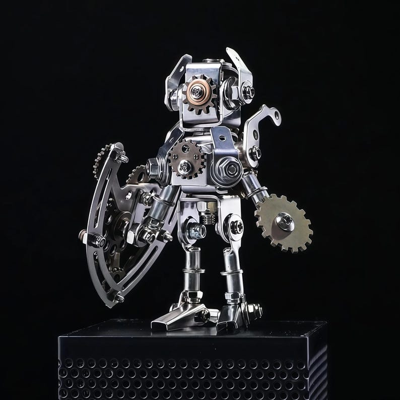 Handmade Steampunk Mech Robot Sculpture - Industrial Metal Collectible ...