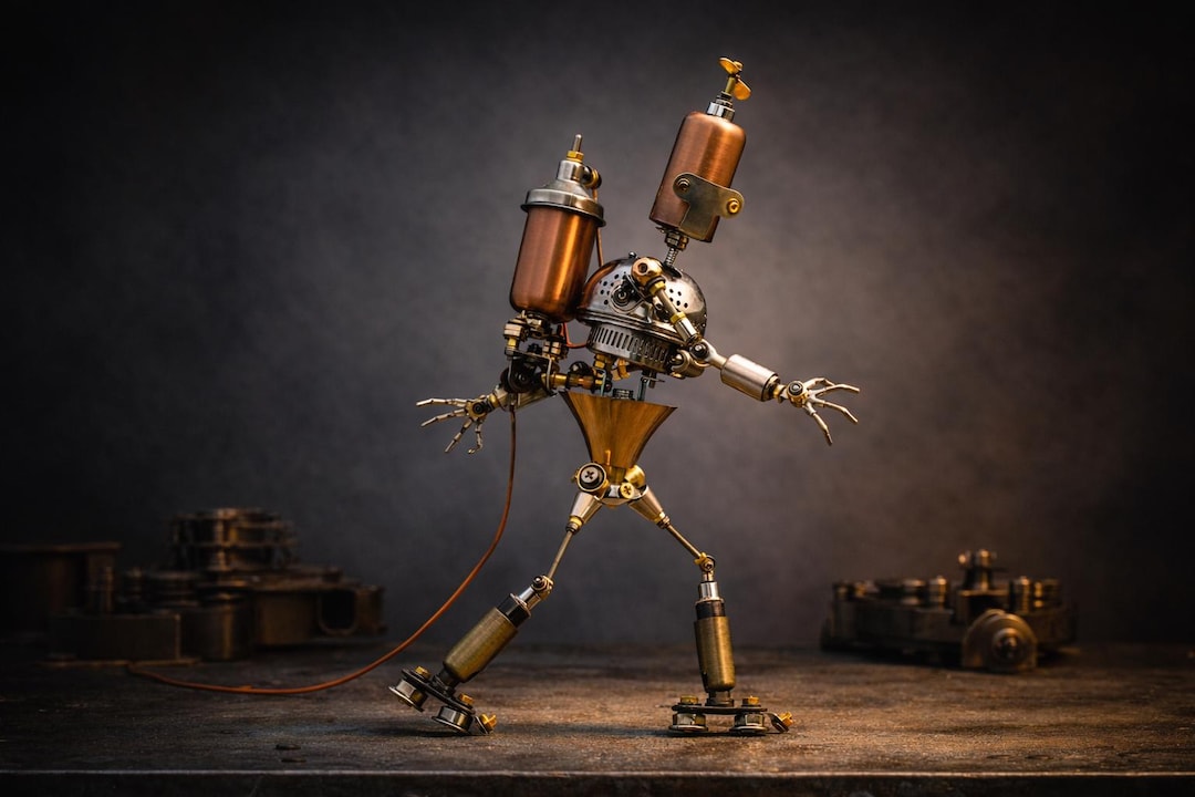 Handmade Steampunk Robot Sculpture, Industrial Metal Art Collectible - Etsy