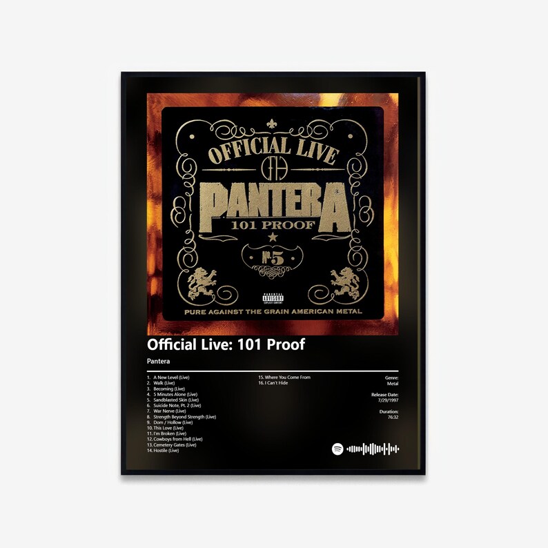 Pantera - Official Live: 101 Proof Album Art Poster | Digital Download ...