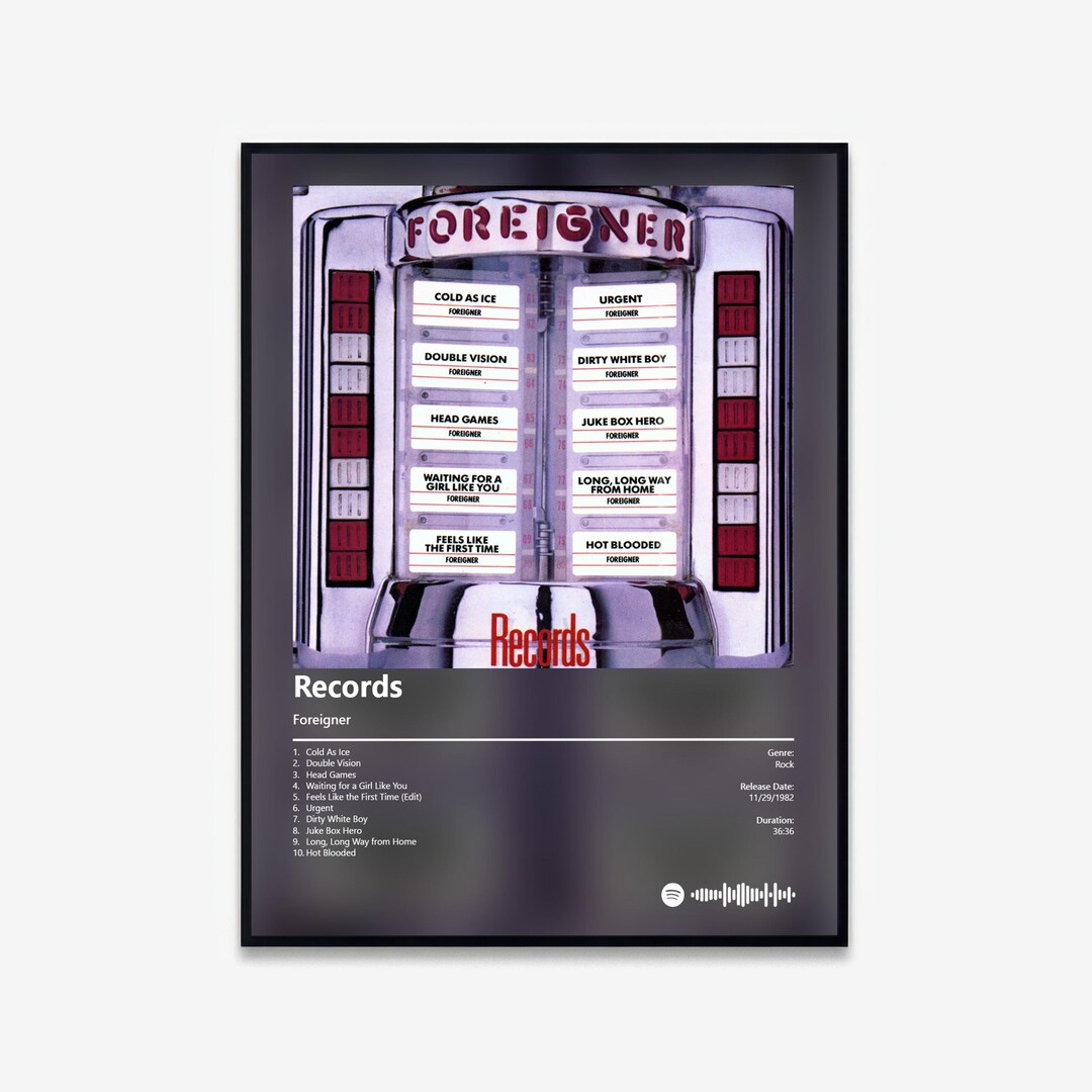 Foreigner - Records Album Art Poster | Digital Download | Print | Wall ...