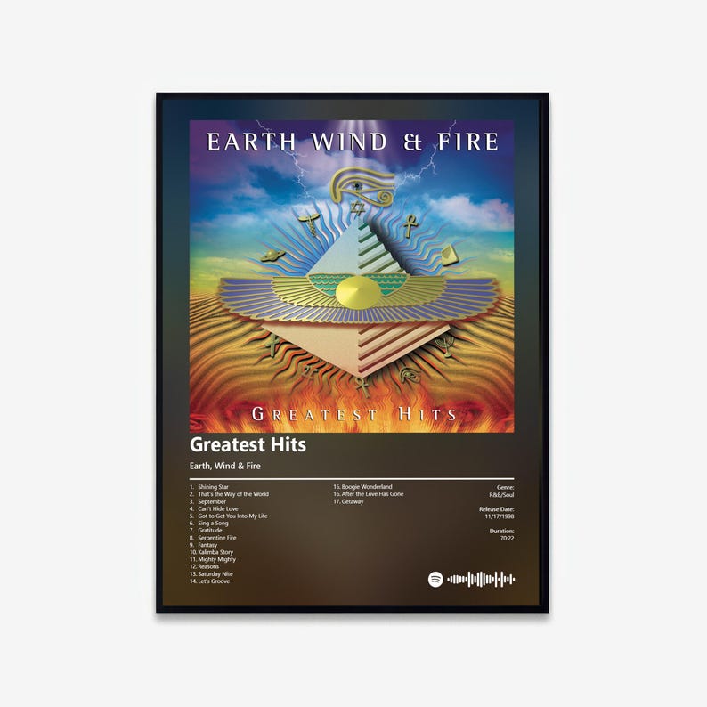 Earth, Wind & Fire - Greatest Hits Album Art Poster | Digital Download ...
