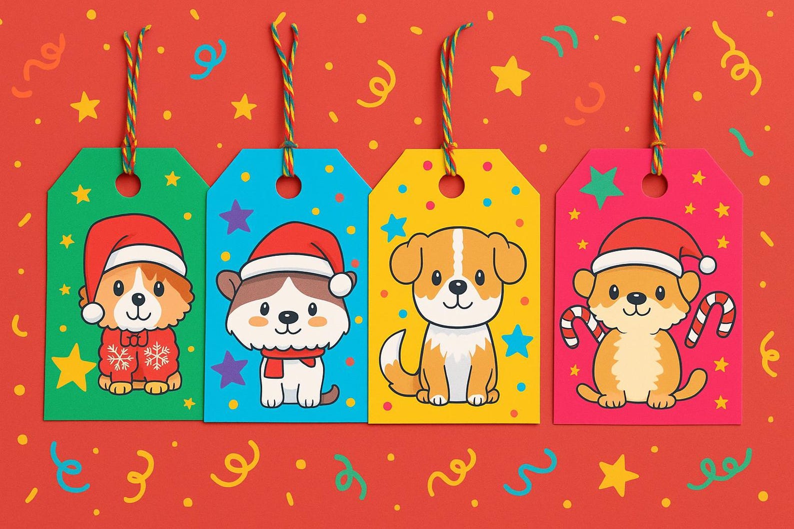 Christmas Gift Tags Set | Cute Dog & Gingerbread Printable Holiday Tags ...
