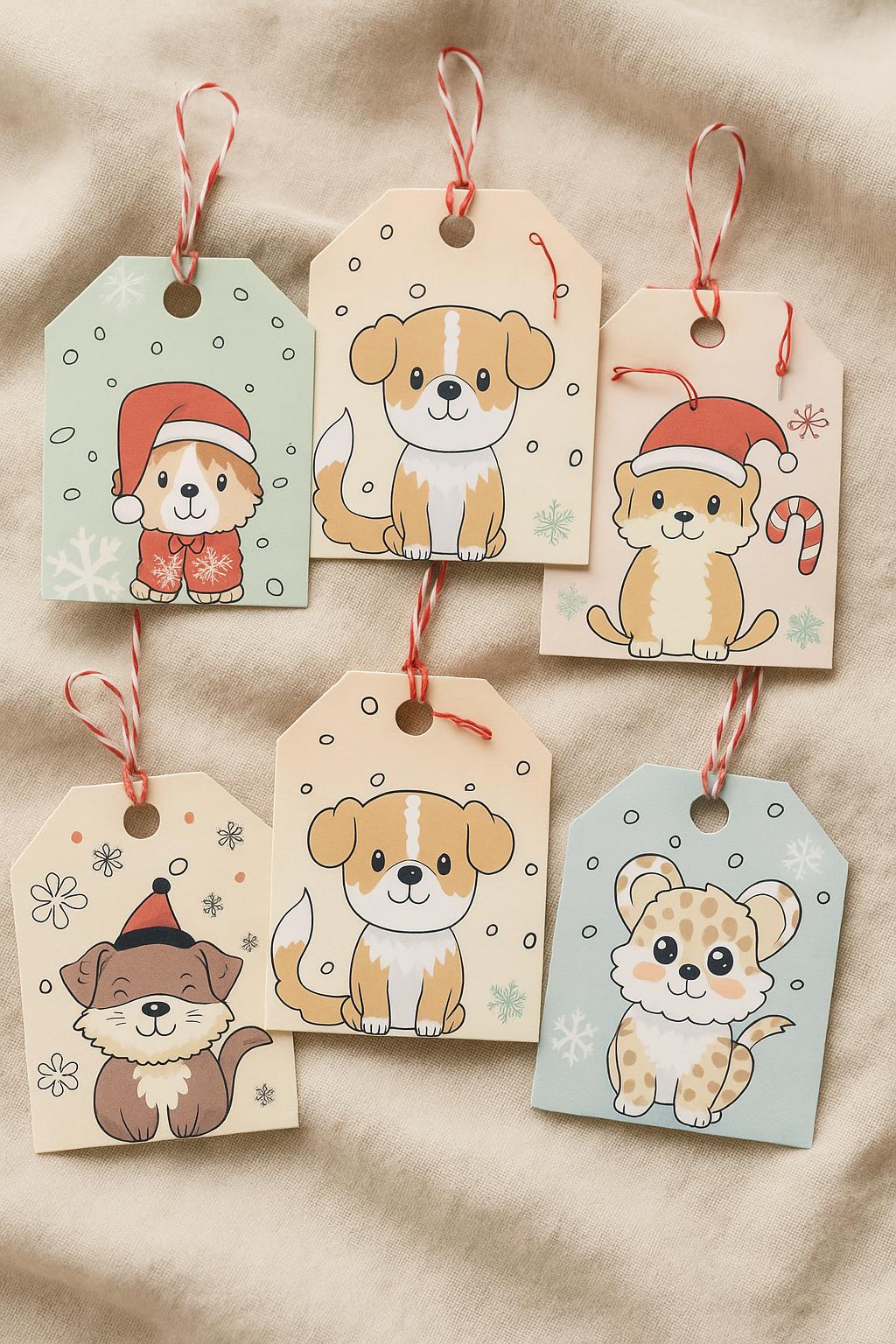 Christmas Gift Tags Set | Cute Dog & Gingerbread Printable Holiday Tags ...
