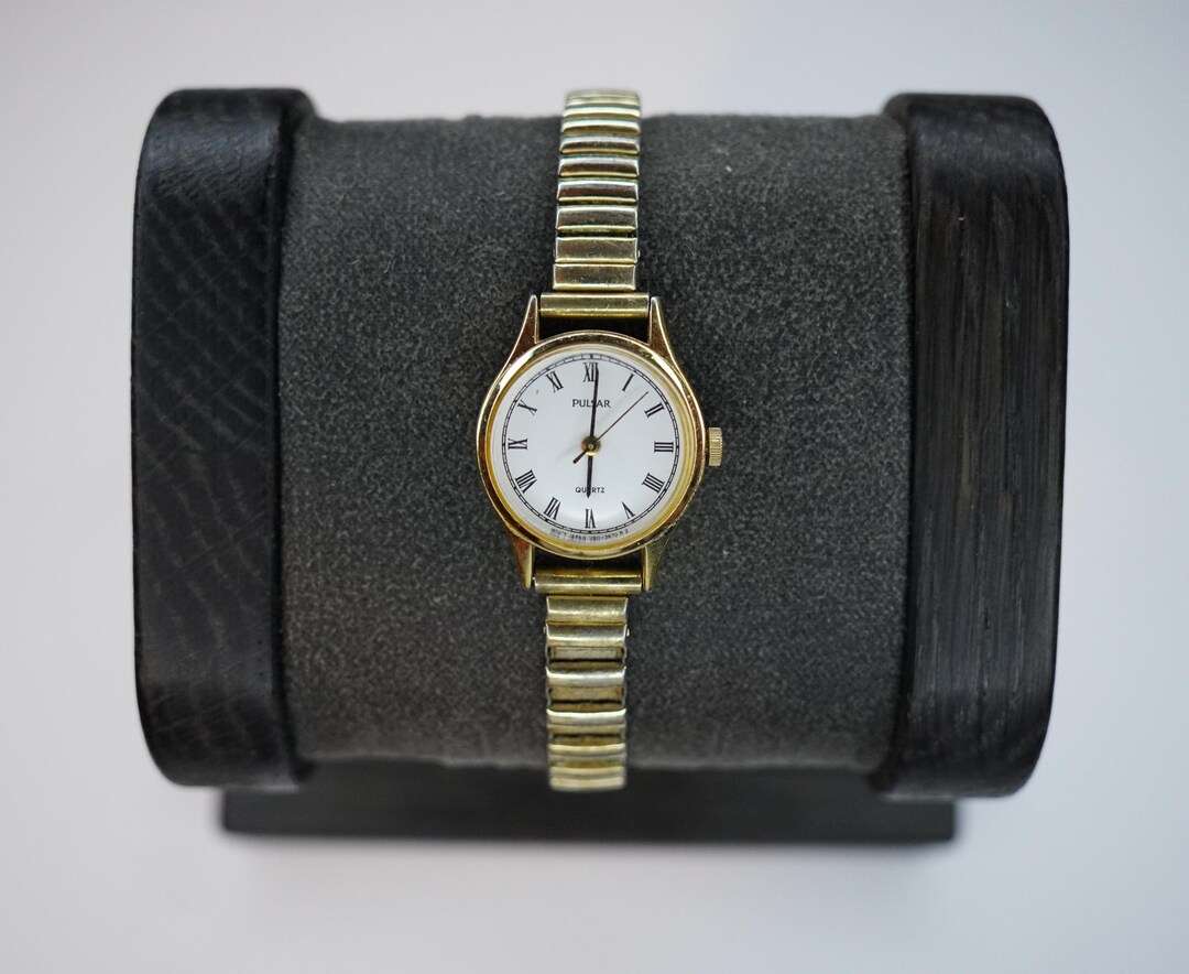 Vintage Pulsar Quartz Watch Gold Tone Roman Numeral Dial Mens Dress ...