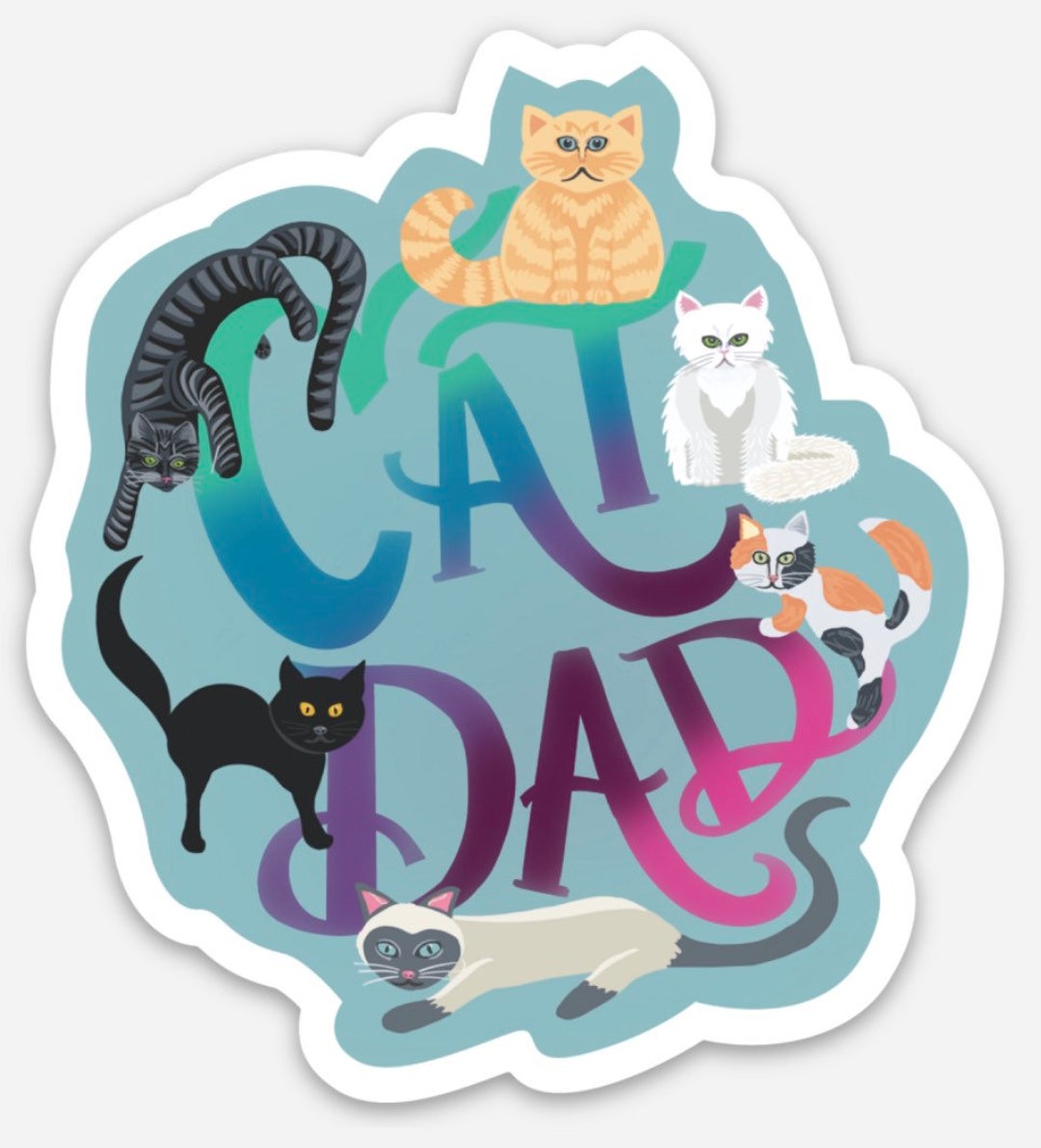 Cat Dad Sticker - Etsy