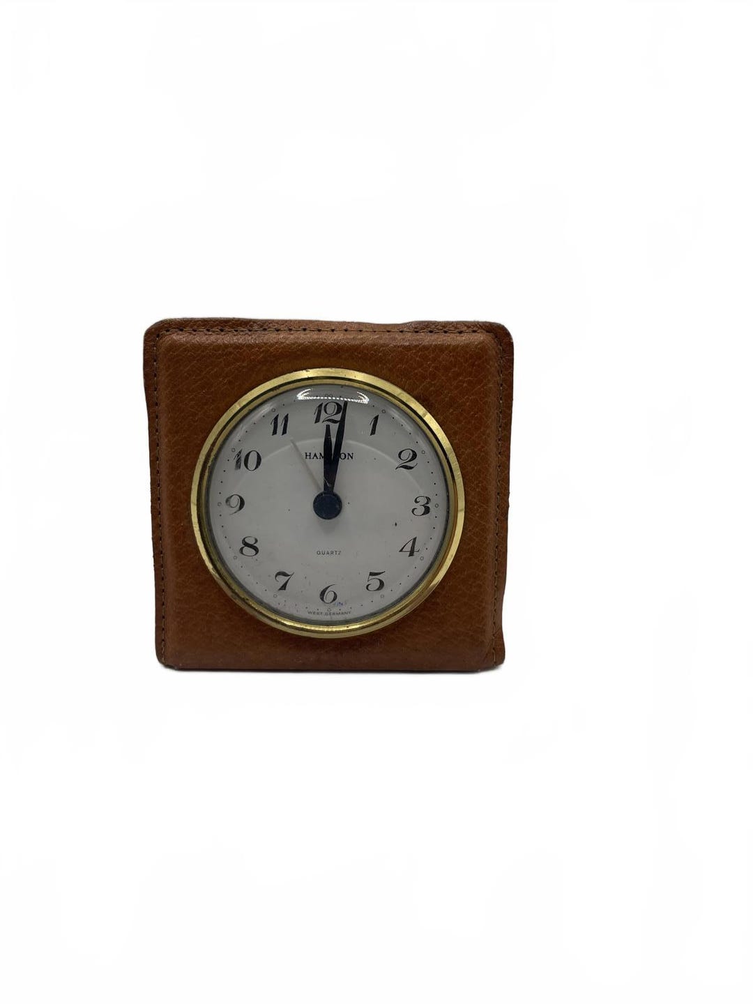 Vintage Hamilton Desk Clock With Brown Leather Case Travel Clock - Etsy