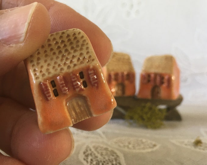 Miniature House Tiny House Orange House Mini Clay House Tiny House ...