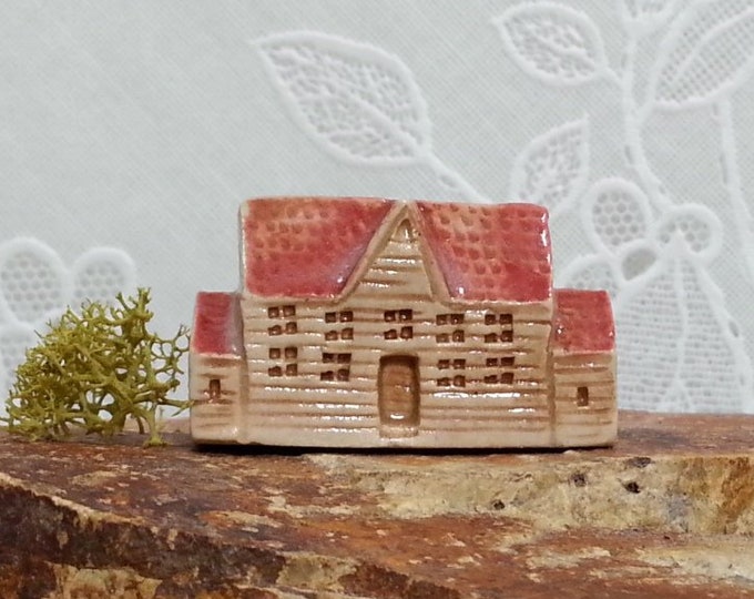 Red Roof #20 Tiny Ceramic House Miniature House Country Farmhouse ...