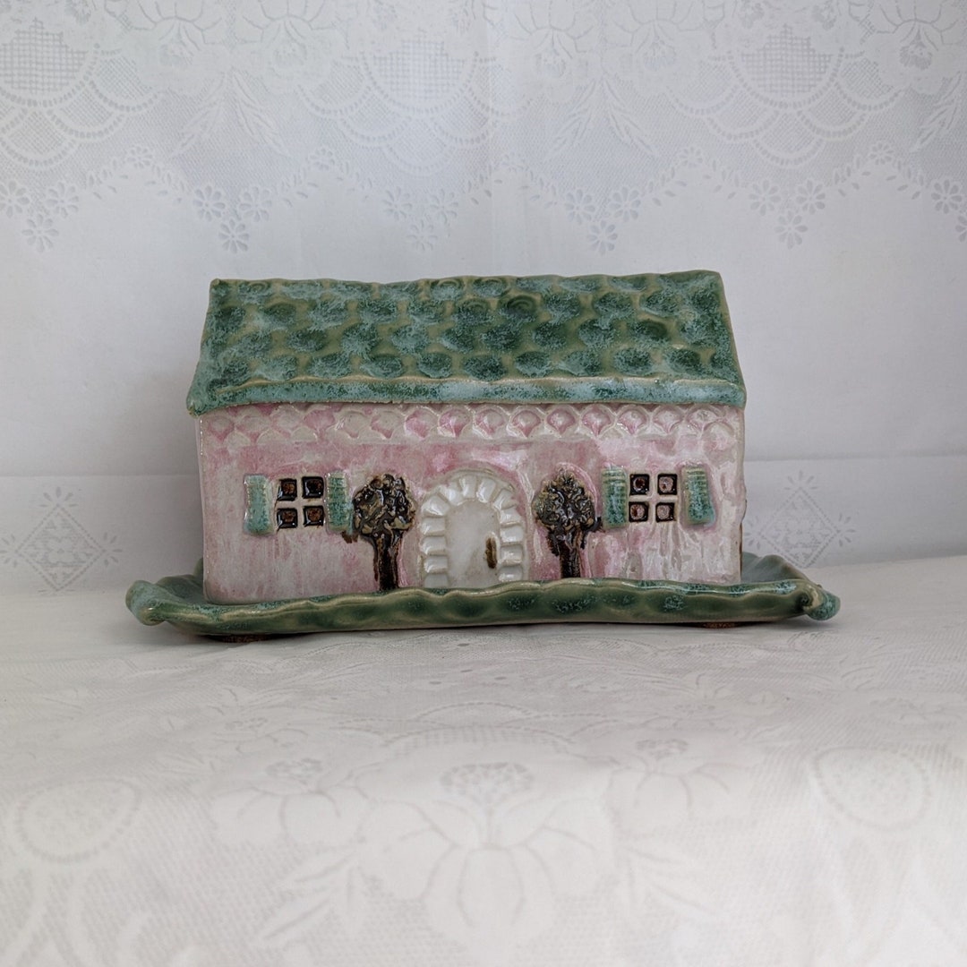 Pink Oxidized Copper Colored Butter Keeper Miniature House Handmade ...