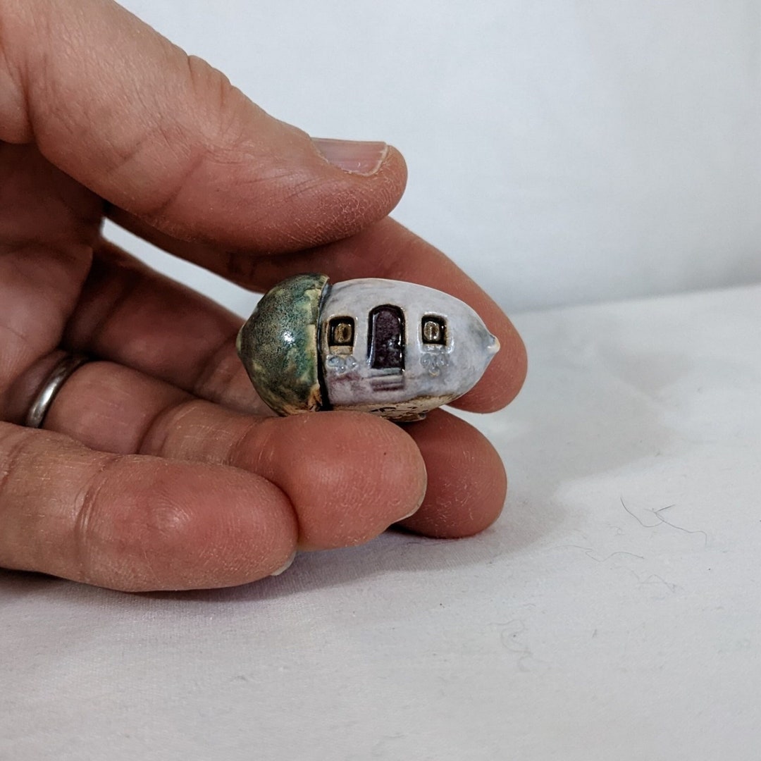 Copper Cate #166 Small Ceramic House Acorn Miniature House Tiny House ...