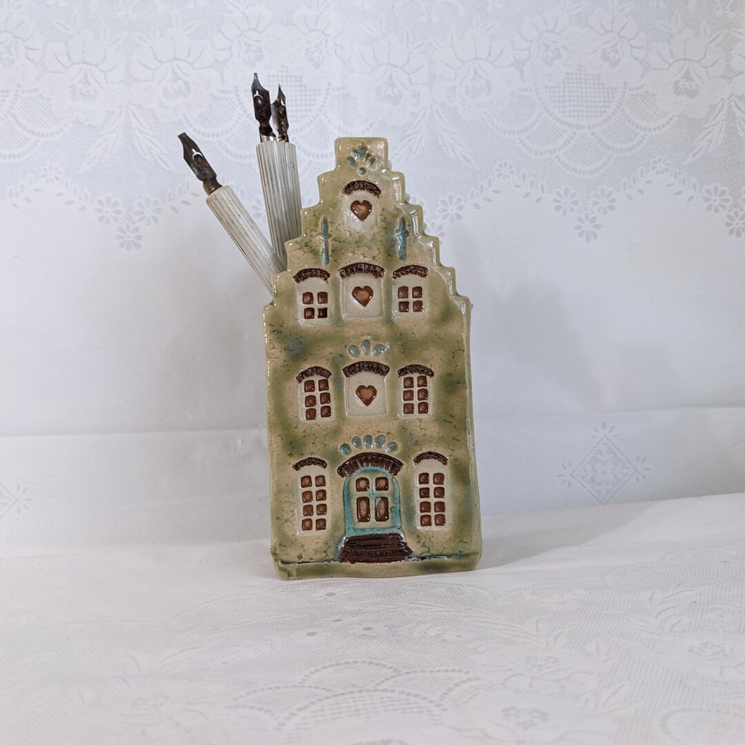 Miniature House Shaped Vase Pencil Caddy Toothbrush Cup Canal House ...