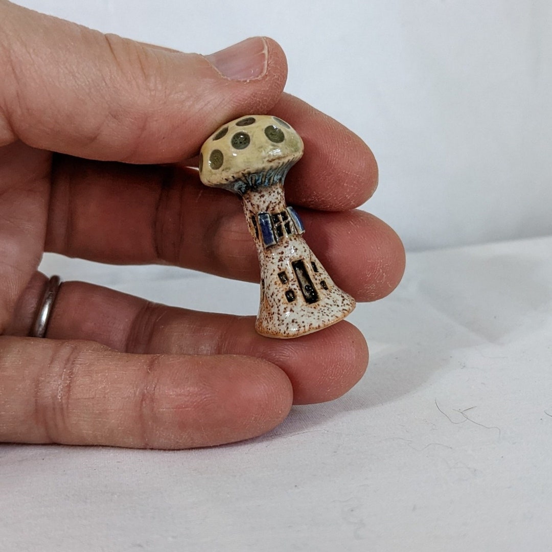 Tiny Ceramic Mushroom House: Freckled Stoneware Fairy Garden Decor - Etsy