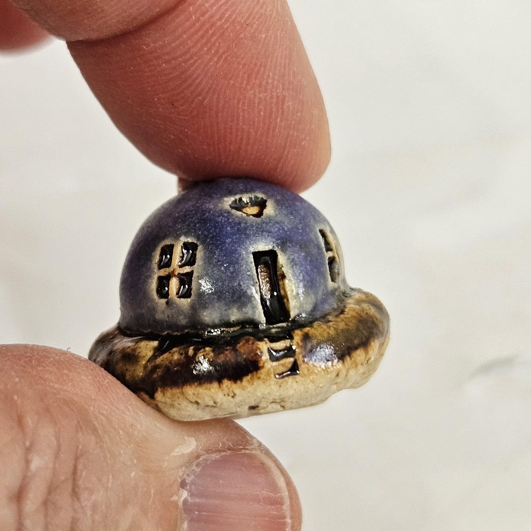 Purple Passion Acorn Small Ceramic House Miniature House Tiny House ...