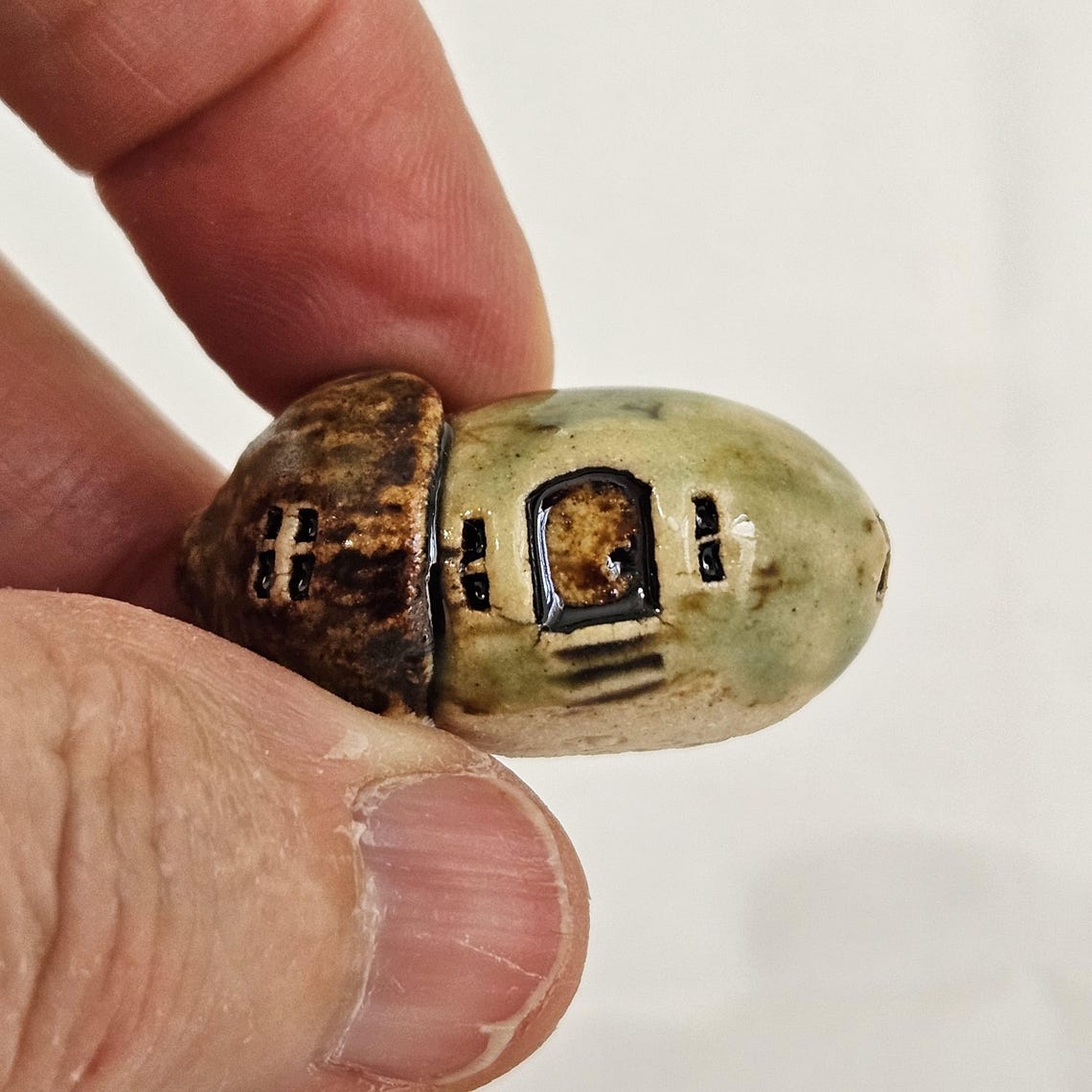 Miniature Ceramic Acorn House: Green Pottery Fairy Garden Decor 189 - Etsy