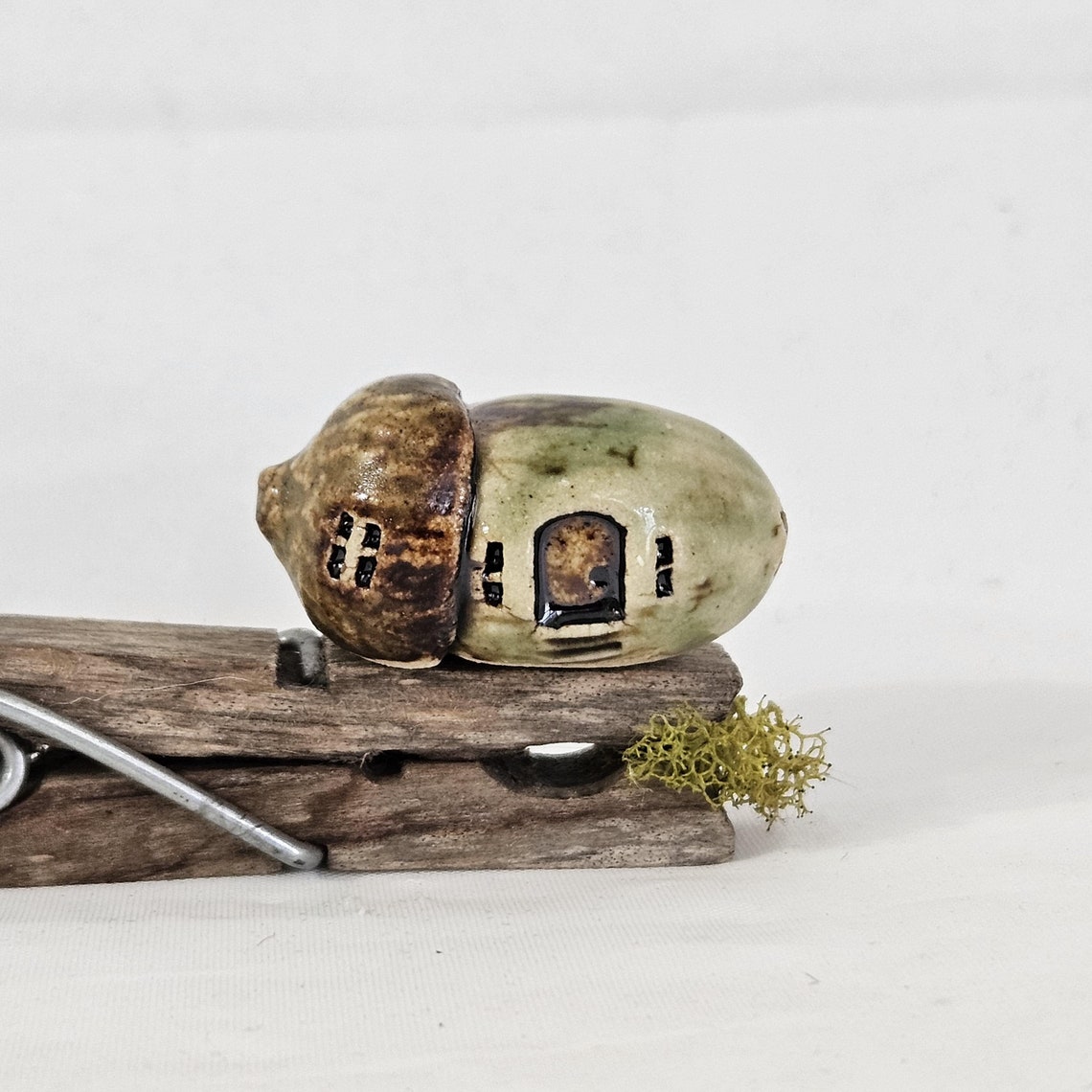 Miniature Ceramic Acorn House: Green Pottery Fairy Garden Decor 189 - Etsy
